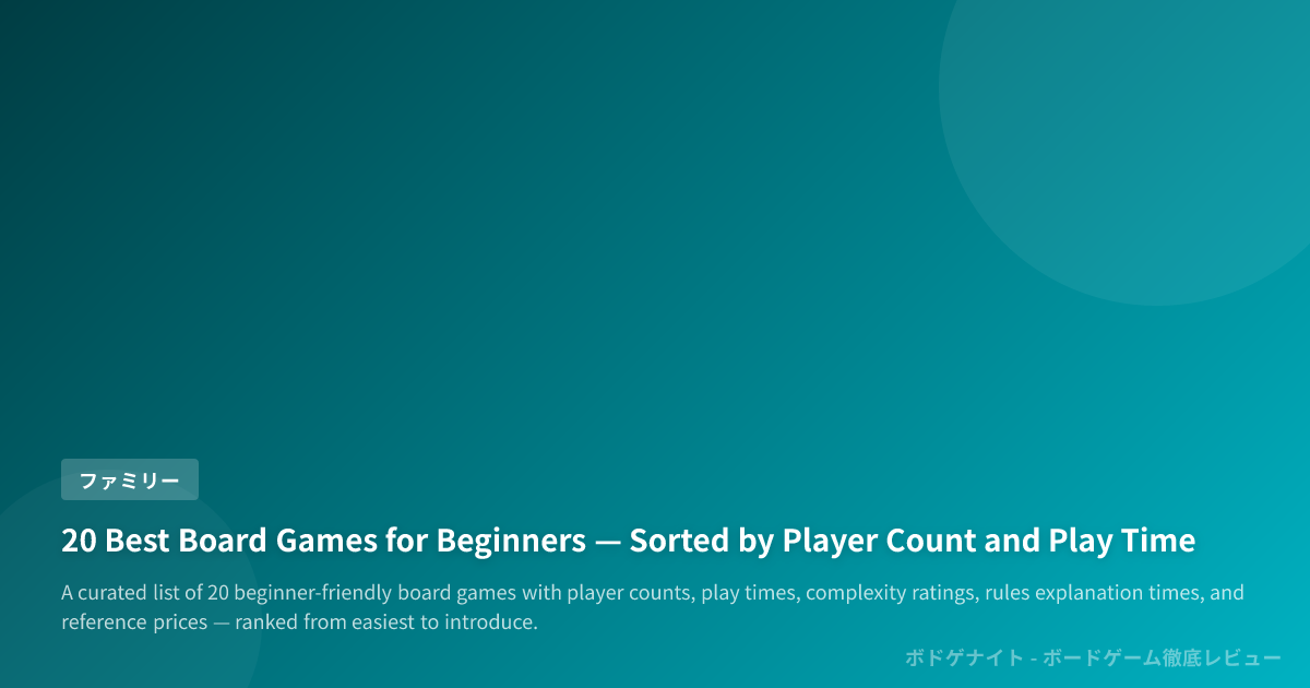 20 Best Board Games for Beginners — Sorted by Player Count and Play Time